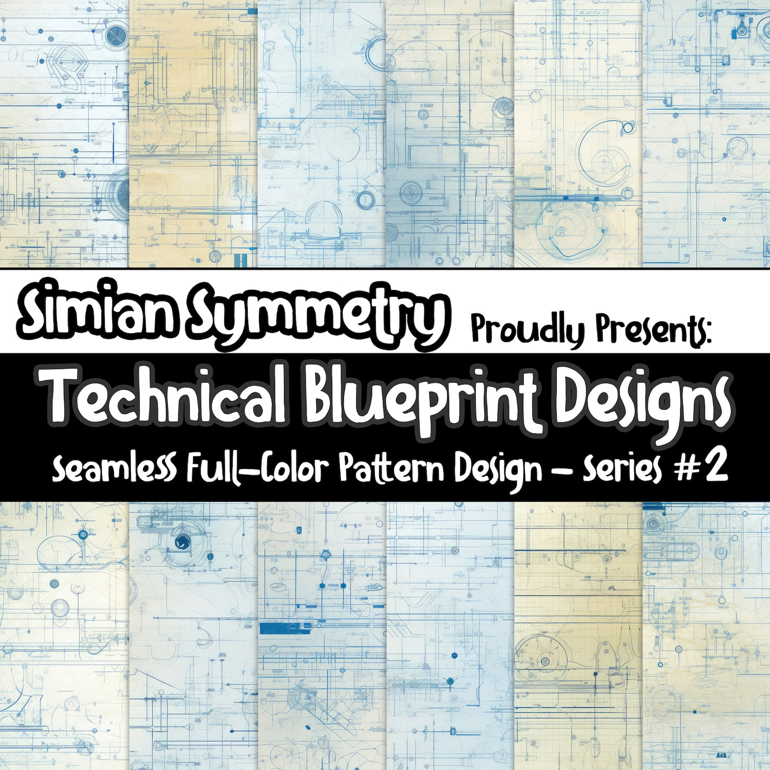 Technical Blueprints Digital Paper Blueprints Seamless Blueprints ...