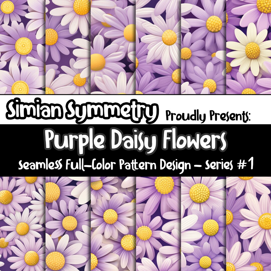 Purple Daisy Flowers Digital Paper | Instant Download | Seamless ...