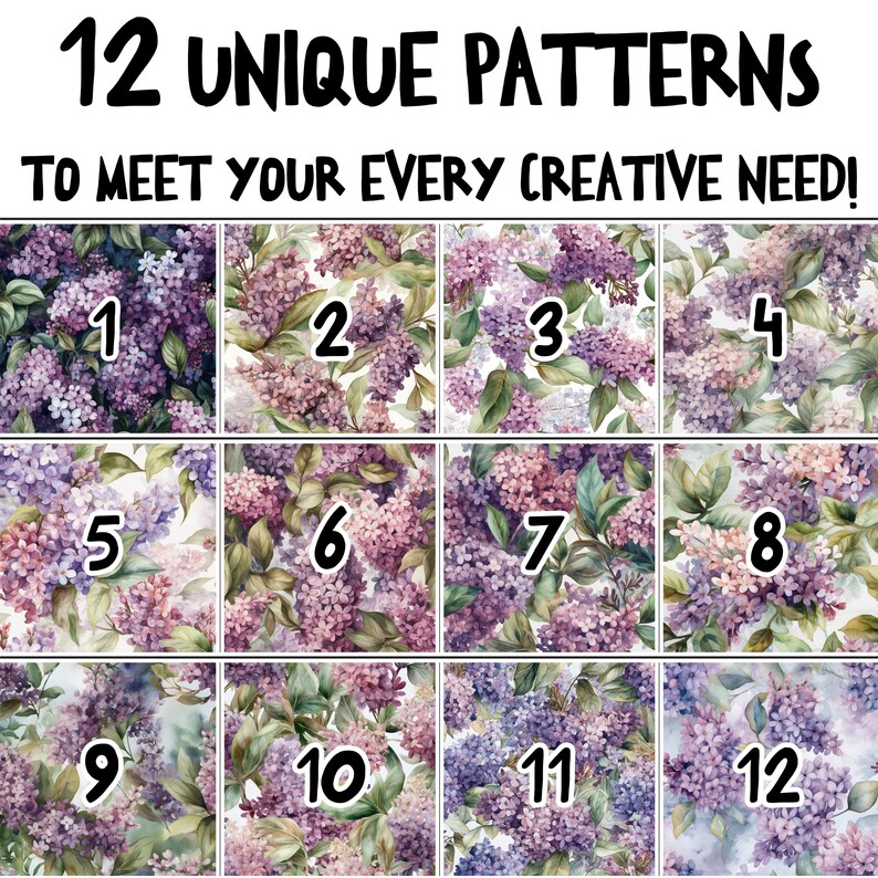 Watercolor Lilacs Digital Paper Watercolor Lilacs Seamless Watercolor ...