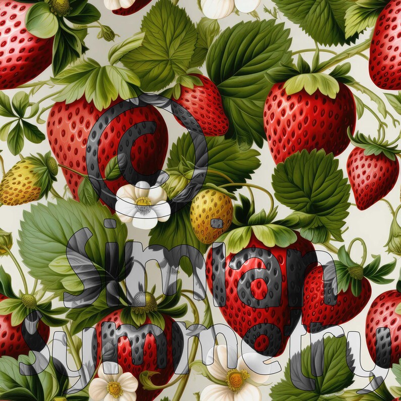 Fresh Strawberry Wallpaper Digital Paper | Instant Download | Seamless ...