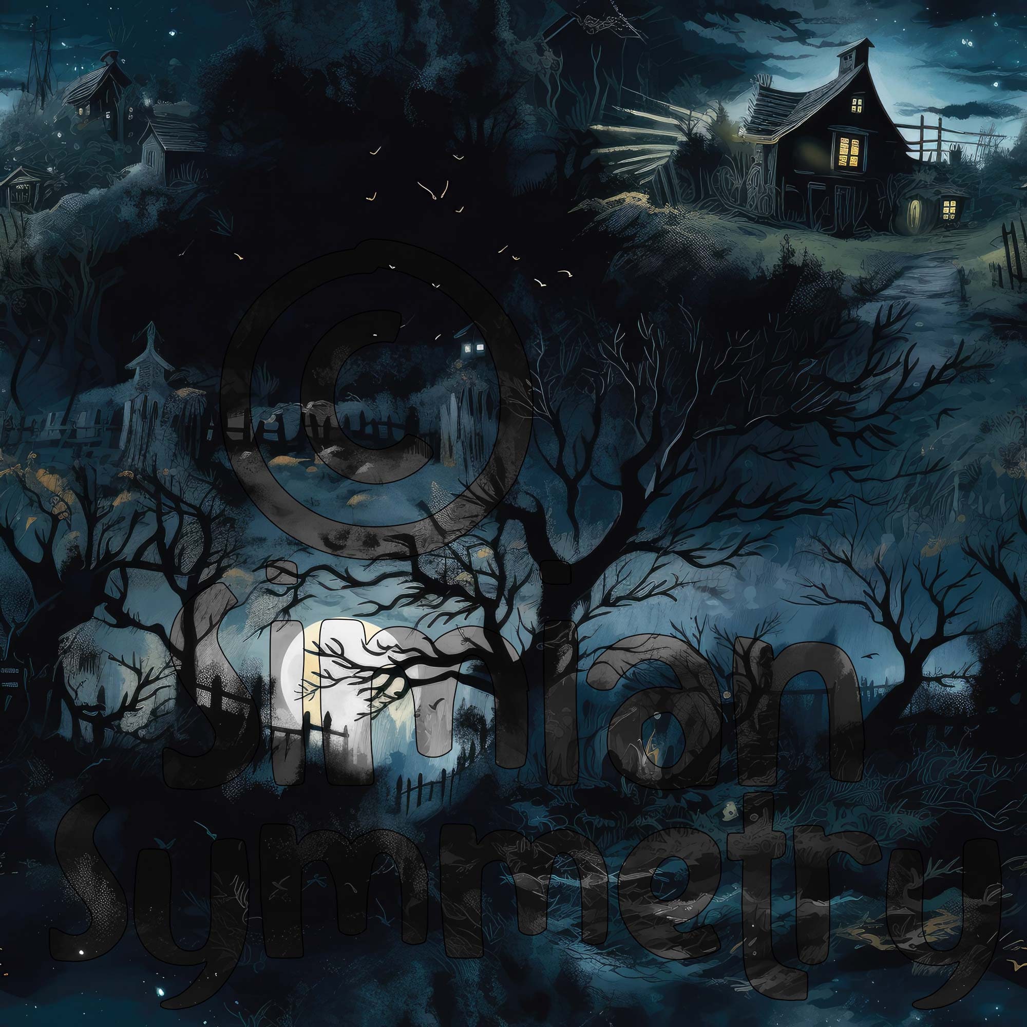 Full Moon Eerie Digital Paper | Eerie Glow Seamless Tiles | Mystical ...