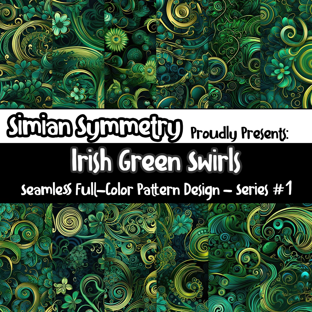 Irish Green Swirls Digital Paper | Instant Download | Seamless Patterns ...