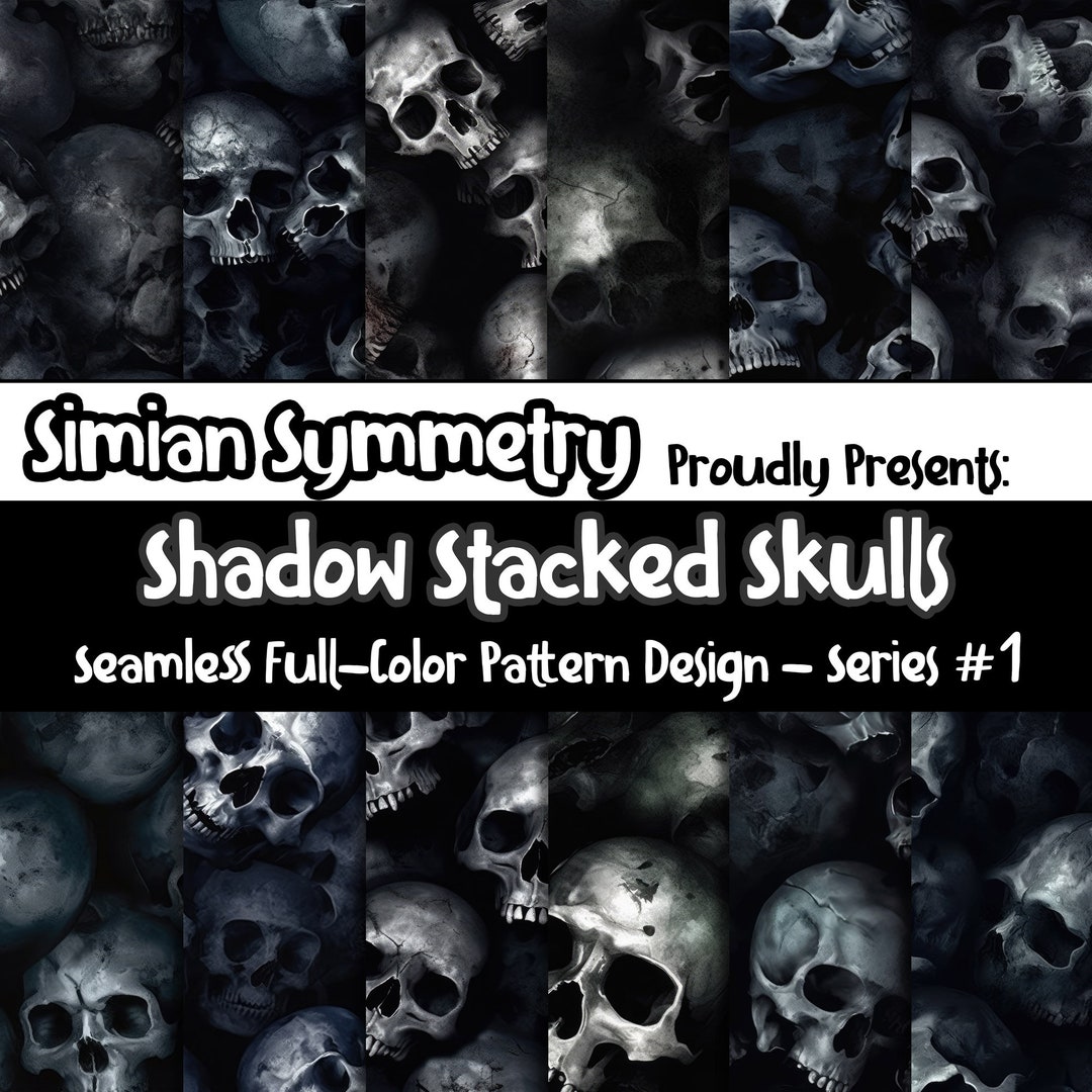 DIGITAL PAPER Shadow Stacked Skulls Series 1 | Seamless Designs ...