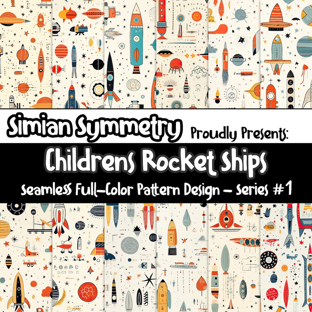 Rocket Ships Digital Paper | Instant Download | Seamless Patterns ...