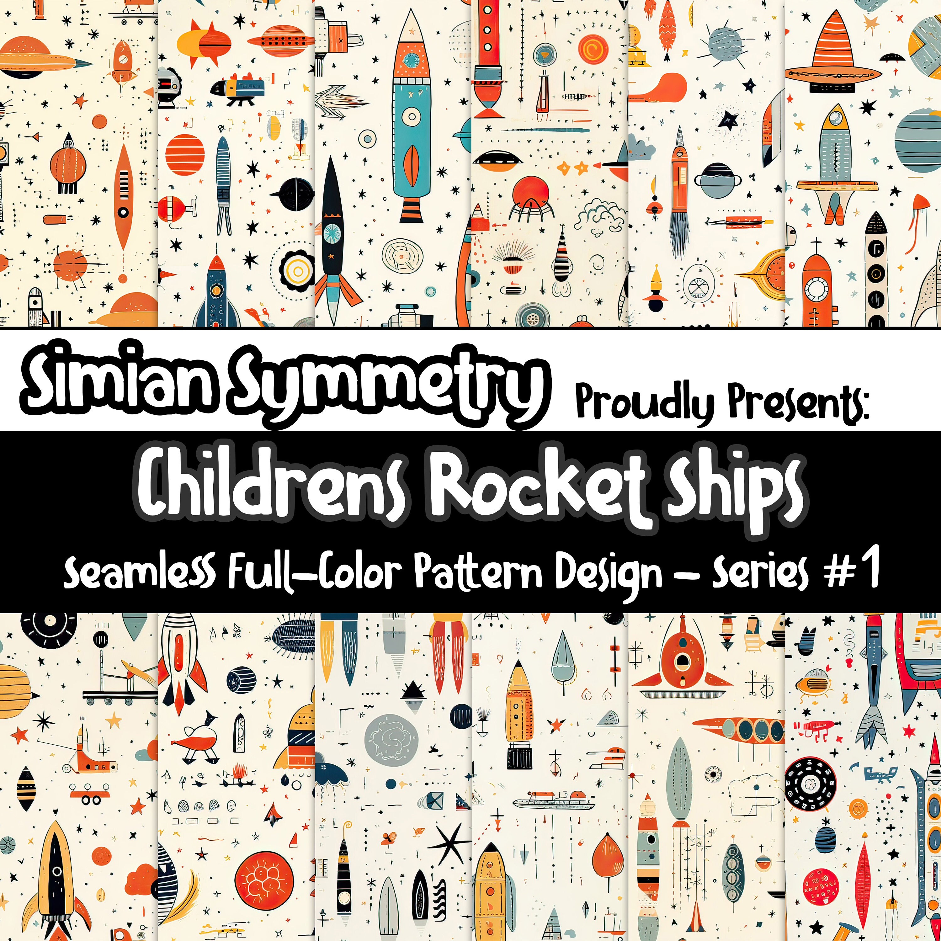 Rocket Ships Digital Paper Instant Download Seamless Patterns Kids ...
