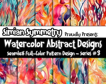 DIGITAL PAPER Watercolor Doodles Series 1 | Seamless Designs | Twelve ...