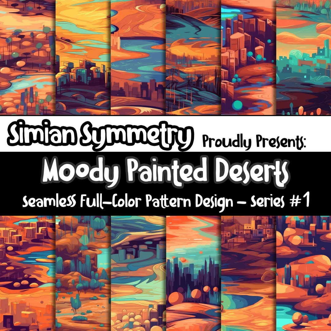 DIGITAL PAPER Moody Painted Deserts Series 1 | Seamless Designs ...