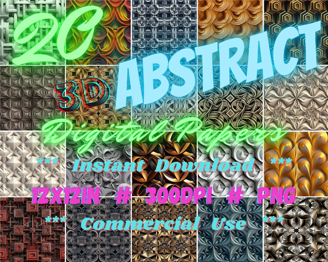 20 3D Abstract Digital Paper Designs Commercial Use Digital Paper ...