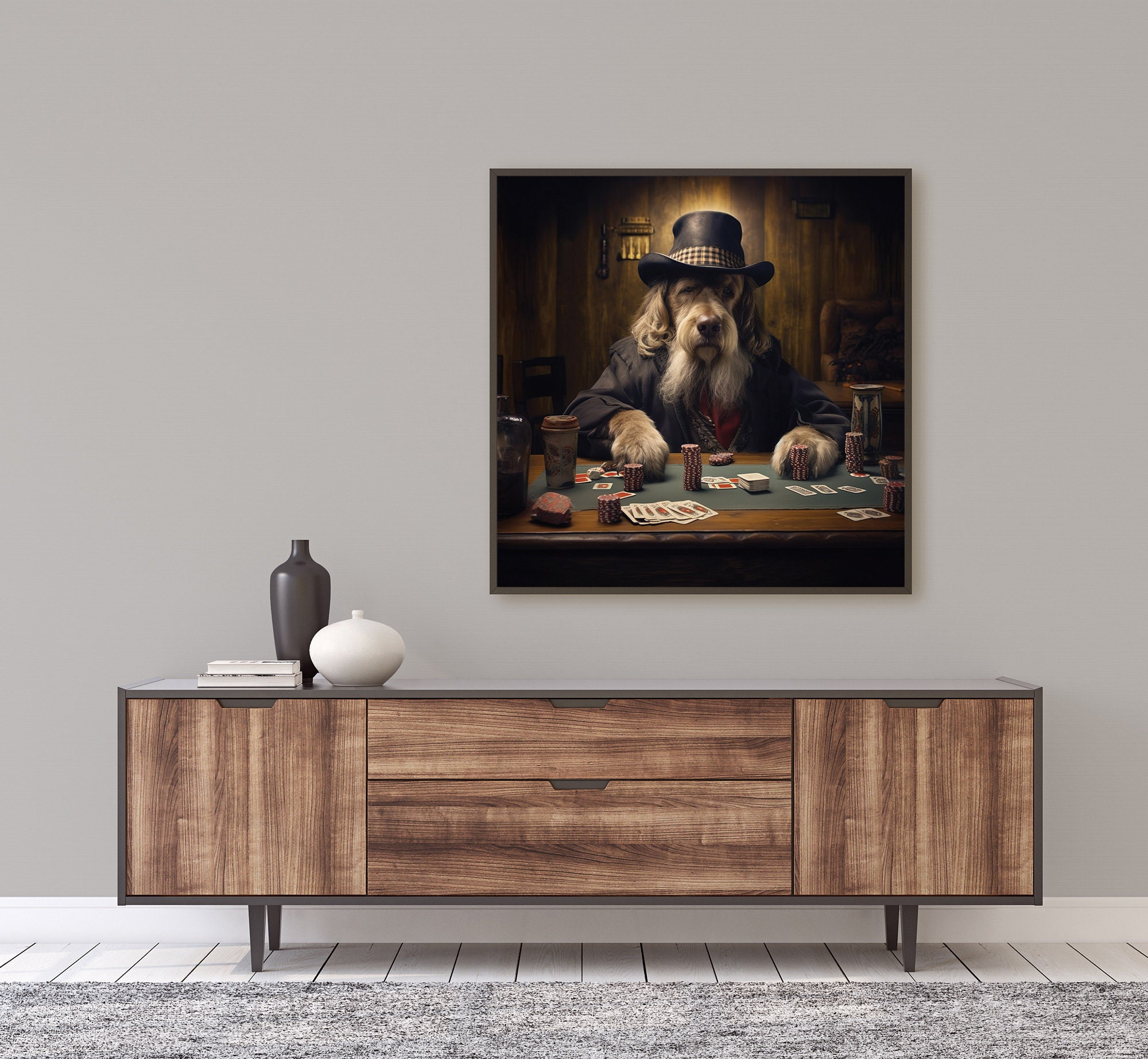 Dog Playing Poker Framed Poster, Dog Playing Cards Poster, Dog Wall Art ...