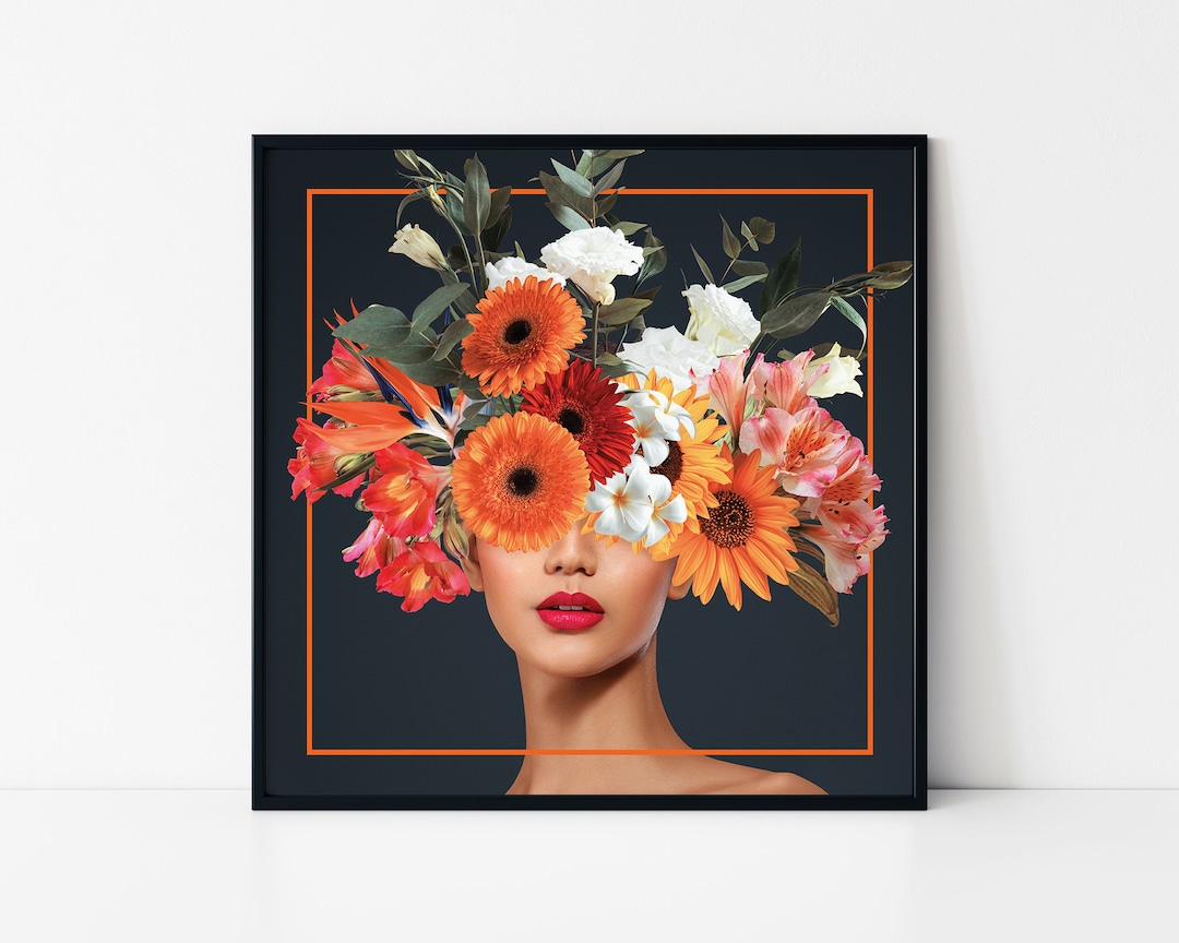Elegant Floral Woman Portrait, Woman Head Made of Flowers, Modern Art ...