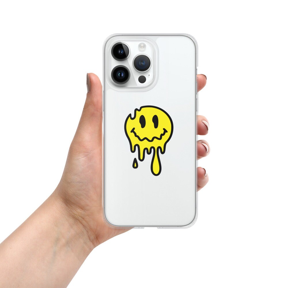 Melting Smiley Face Clear Case for Iphone, Retro Style Smiley Face ...