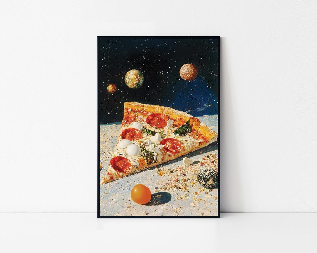 Pepperoni Planet Poster – Fun Cosmic Food Framed Poster - Etsy