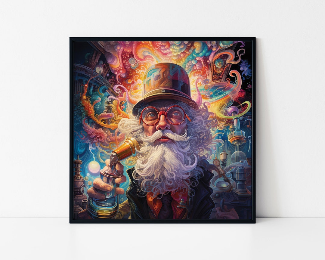 Genius Man Thinking About Psychedelic Ideas Framed Poster, Psychedelic ...