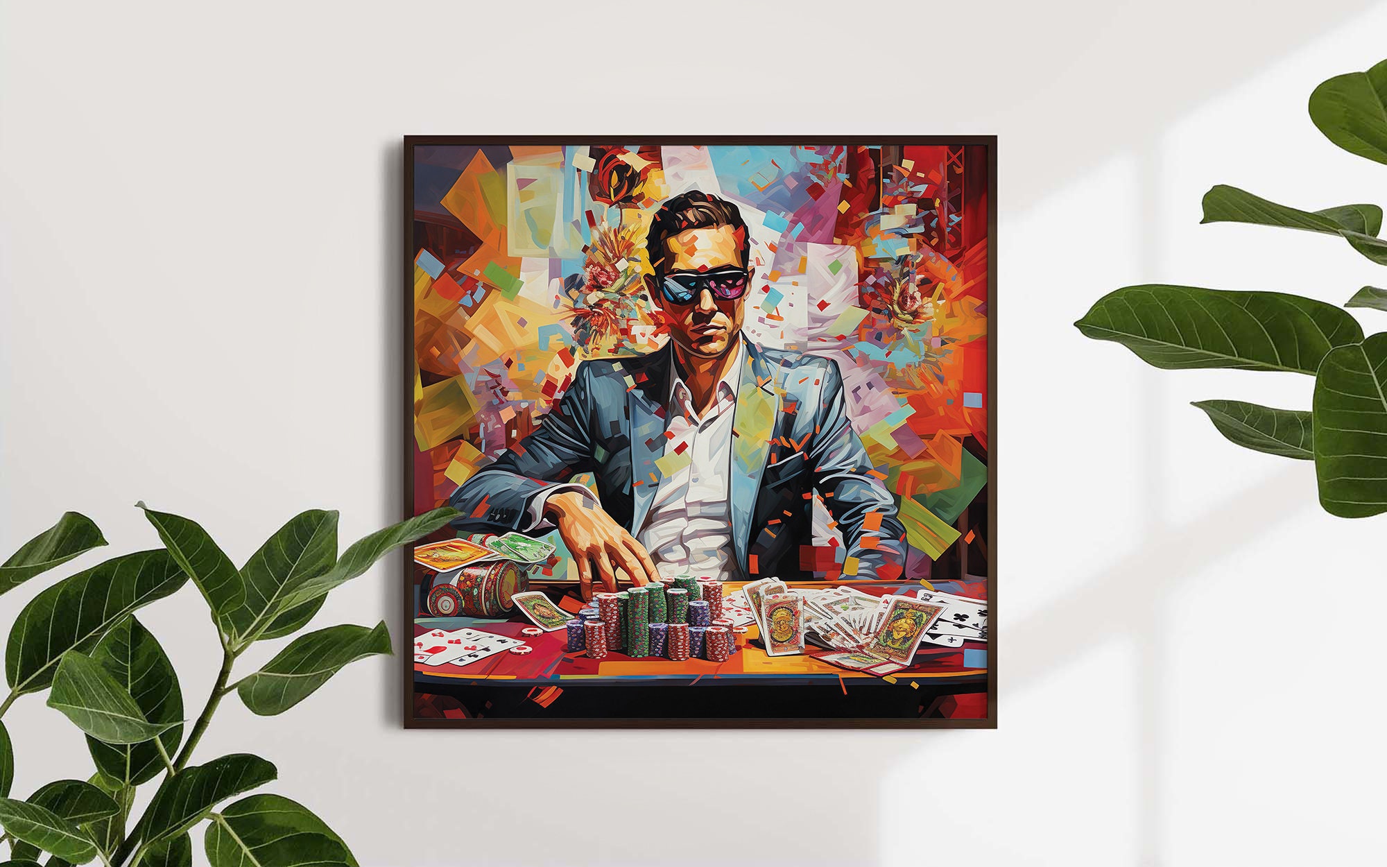 Painting of a Man Playing Poker Framed Poster, Poker Tournament ...
