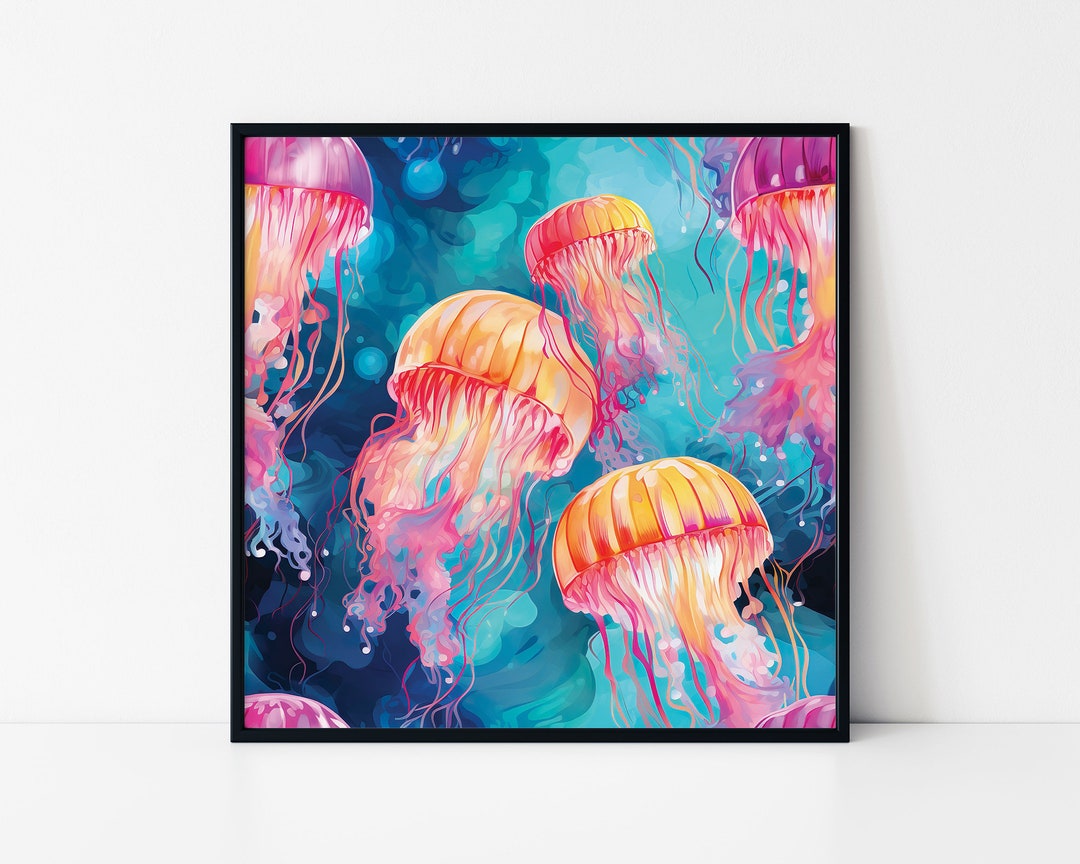 Colorful Jellyfish Wall Art – Psychedelic Ocean Poster - Etsy