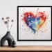 Watercolor Heart Shape Wall Art – Colorful Love Illustration Framed ...