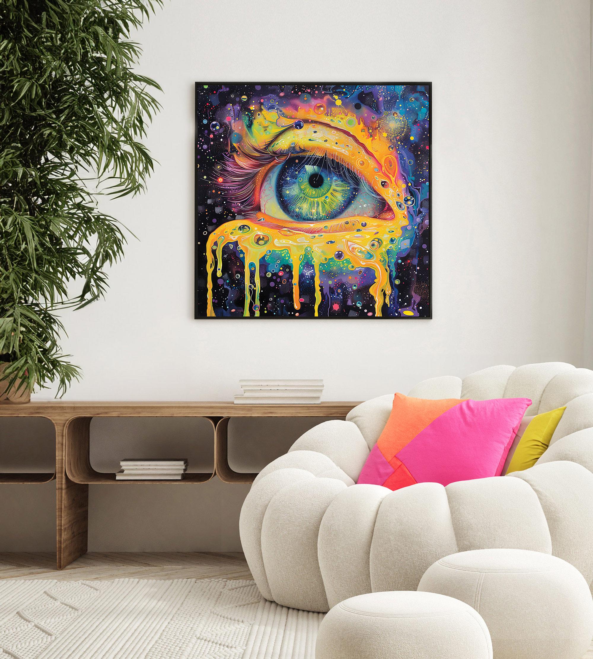 Psychedelic Eye Closeup With Melting Colors Framed Poster, Psychedelic ...