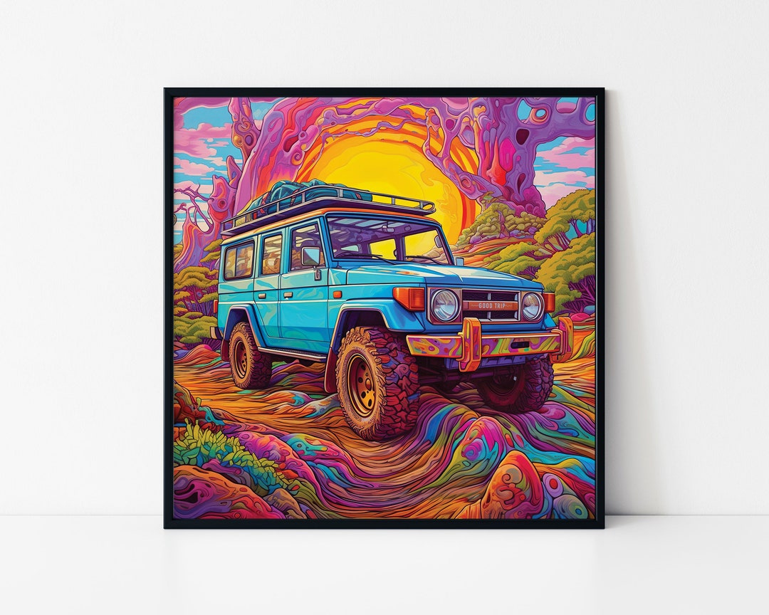 Psychedelic Off-road Car Art – Trippy Colorful Vehicle Poster, Surreal ...