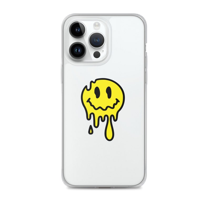 Melting Smiley Face Clear Case for Iphone, Retro Style Smiley Face ...