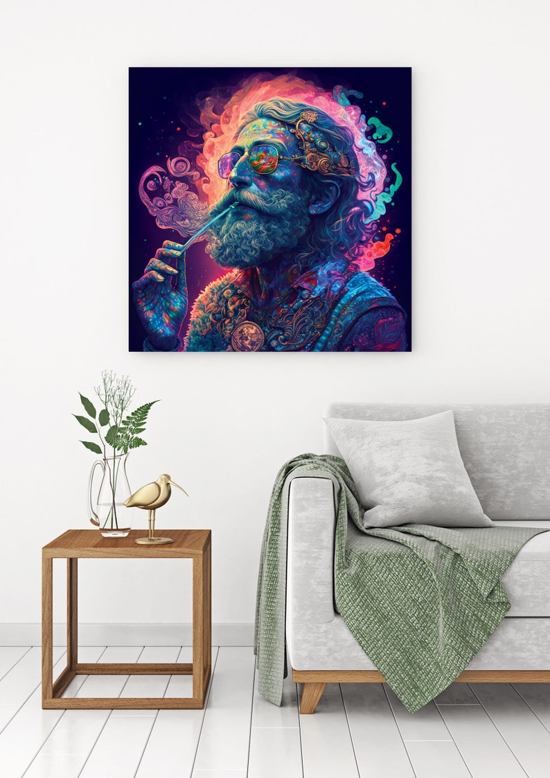 Psychedelic Philosopher Canvas, Psychedelic Personified Cancer Zodiac ...