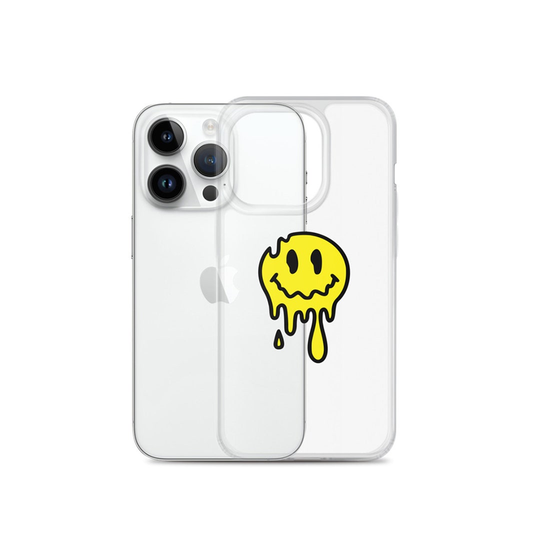 Melting Smiley Face Clear Case for Iphone, Retro Style Smiley Face ...