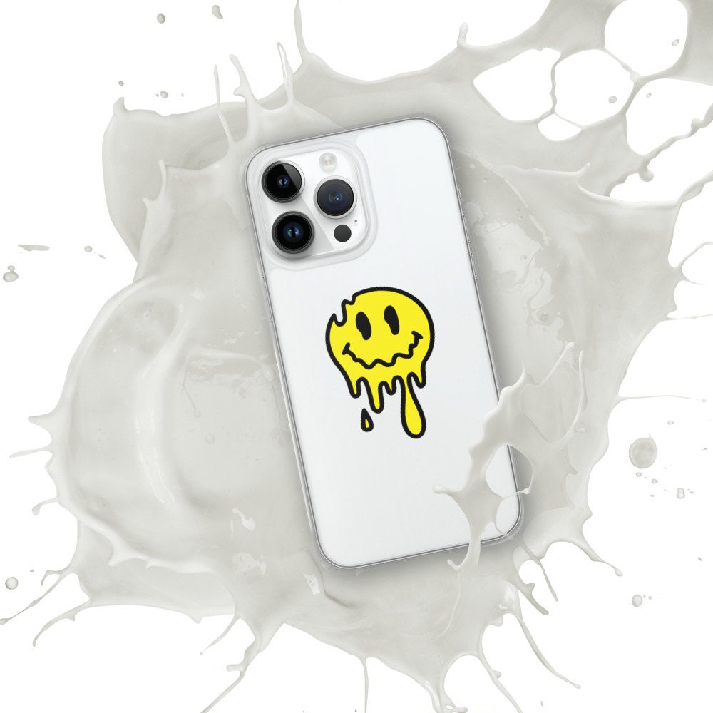 Melting Smiley Face Clear Case for Iphone, Retro Style Smiley Face ...