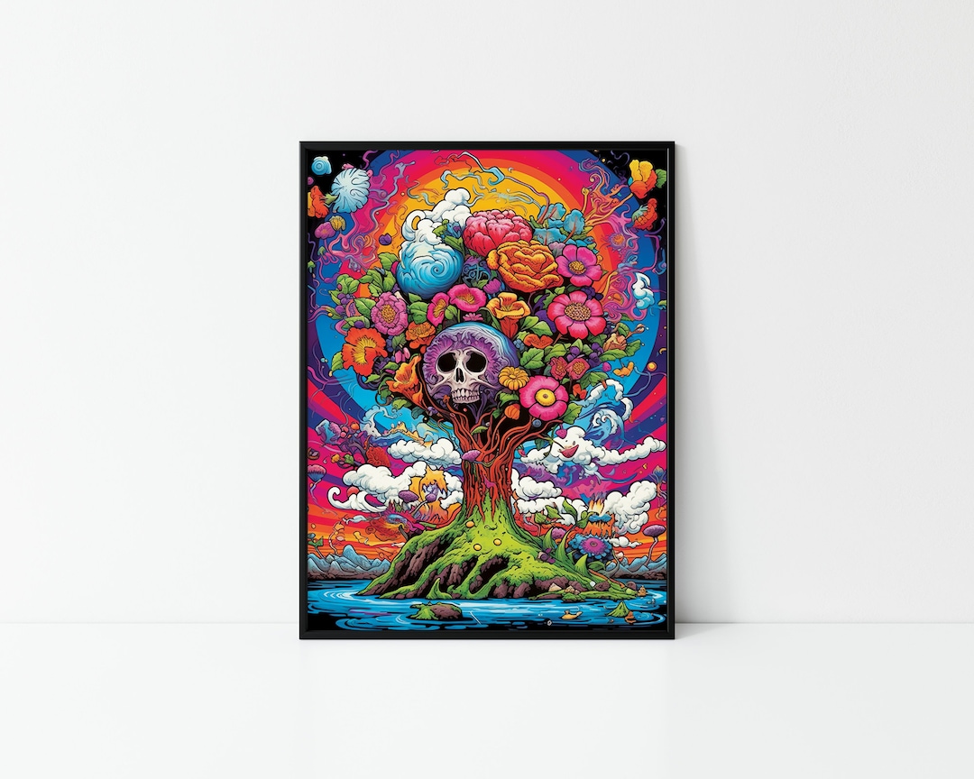 Tree of Life Psychedelic Art Framed Poster, Psychedelic Wall Art ...