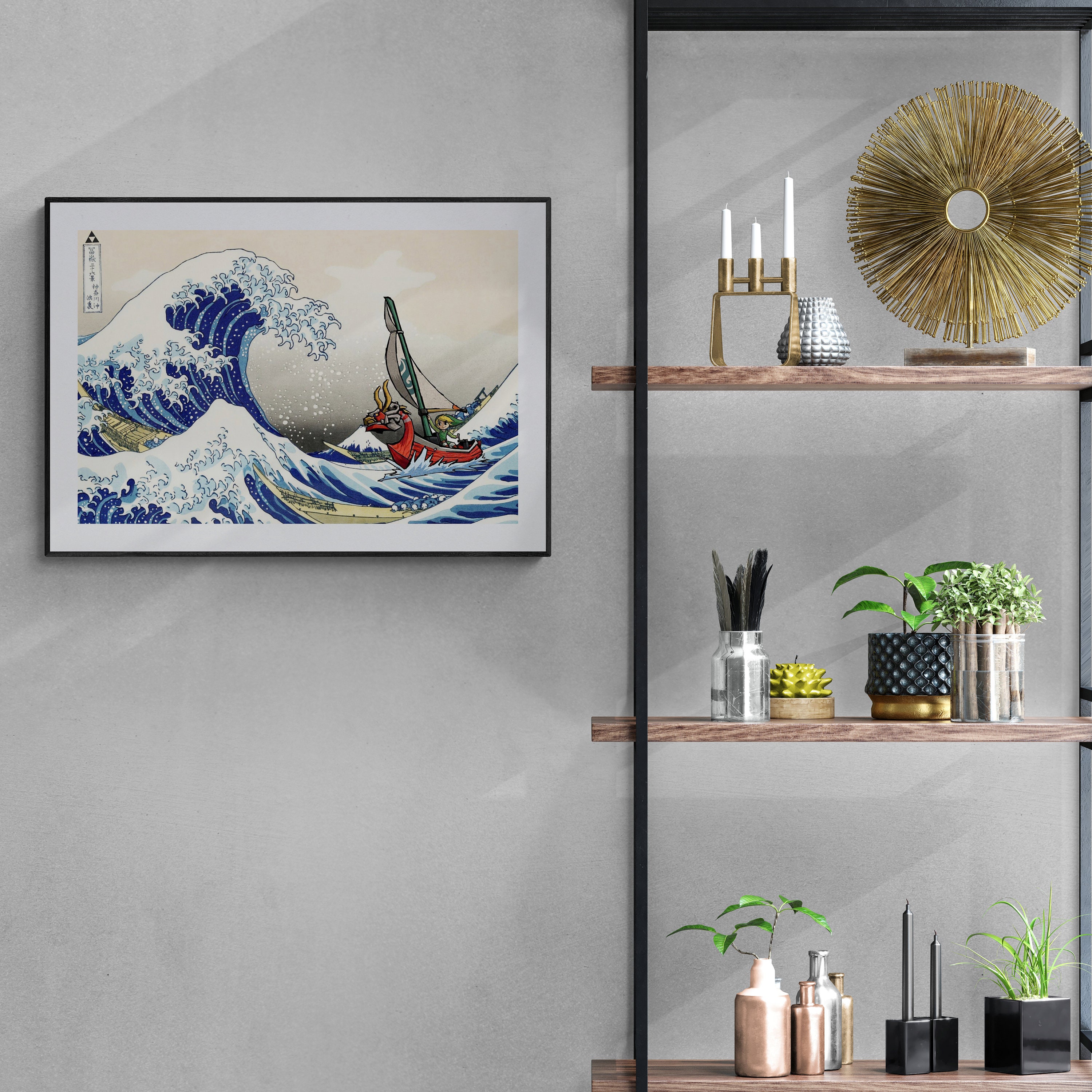 Legend of Zelda Windwaker the Great Wave of Kanagawa Art Print Poster ...