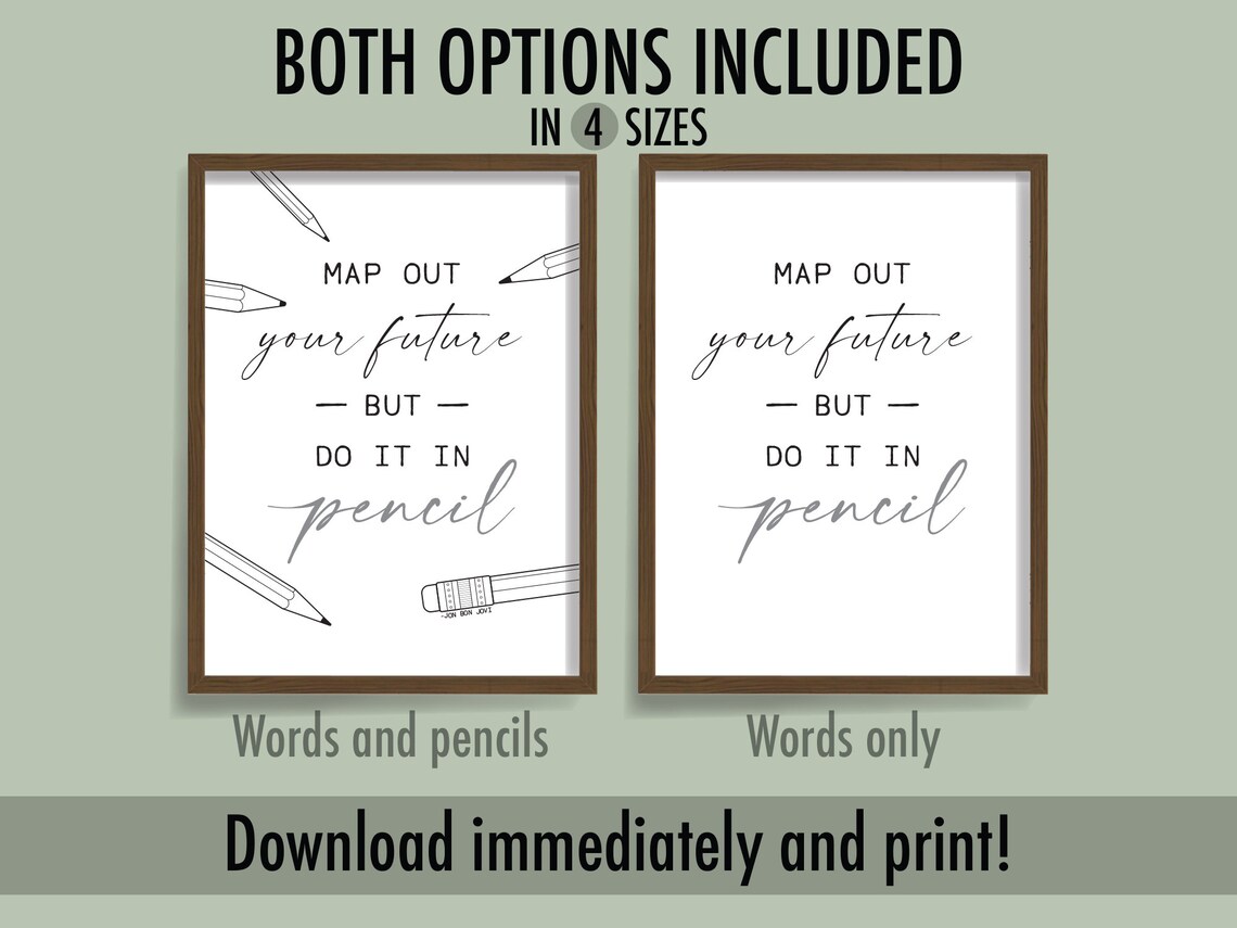 Map Out Your Future in Pencil Printable Wall Art, Inspirational Quote ...