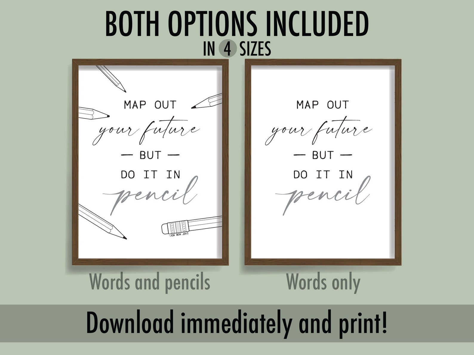 Map Out Your Future in Pencil Printable Wall Art, Inspirational Quote ...