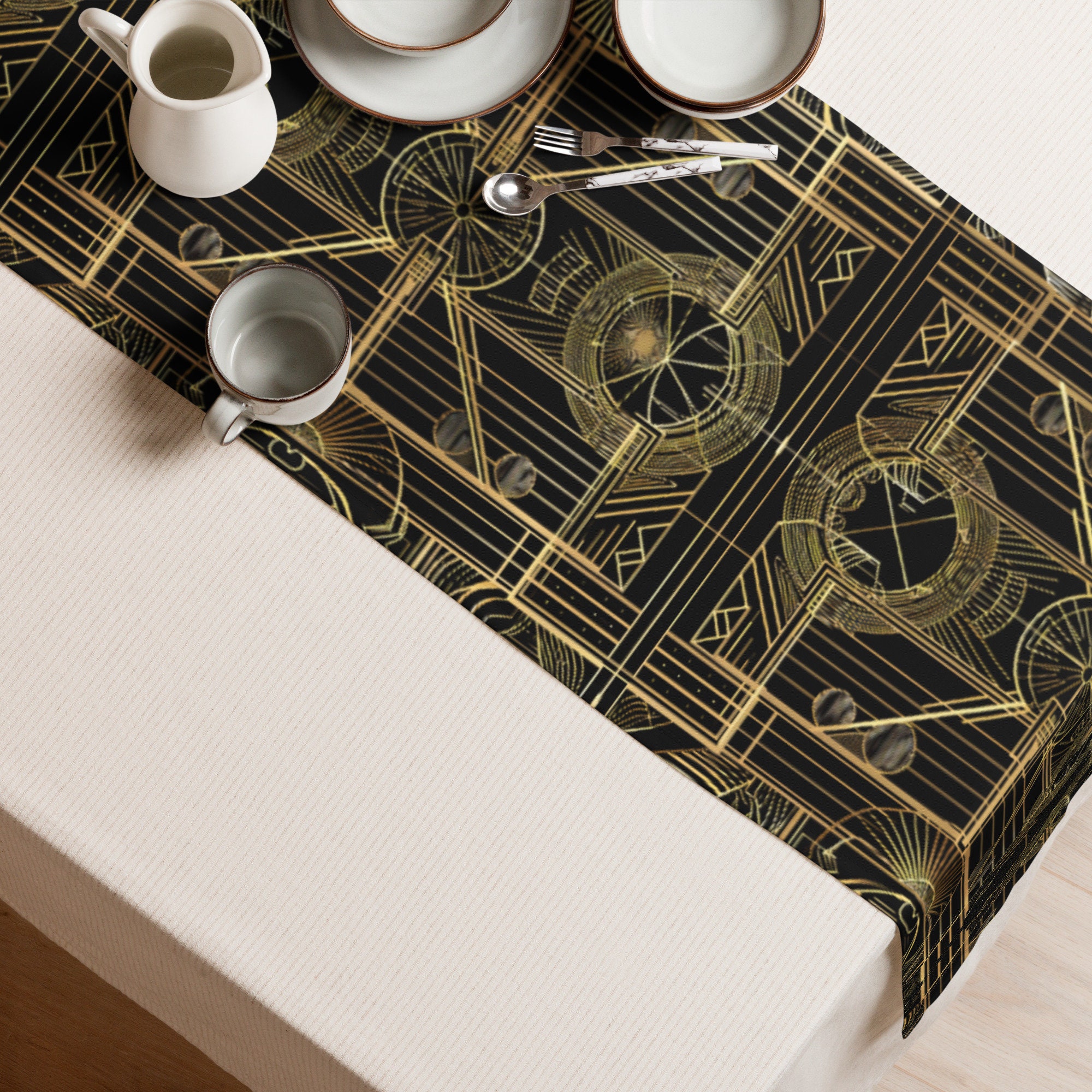 Linear Lux: the Golden Ratio of Art Deco Elegance Table Runner - Etsy