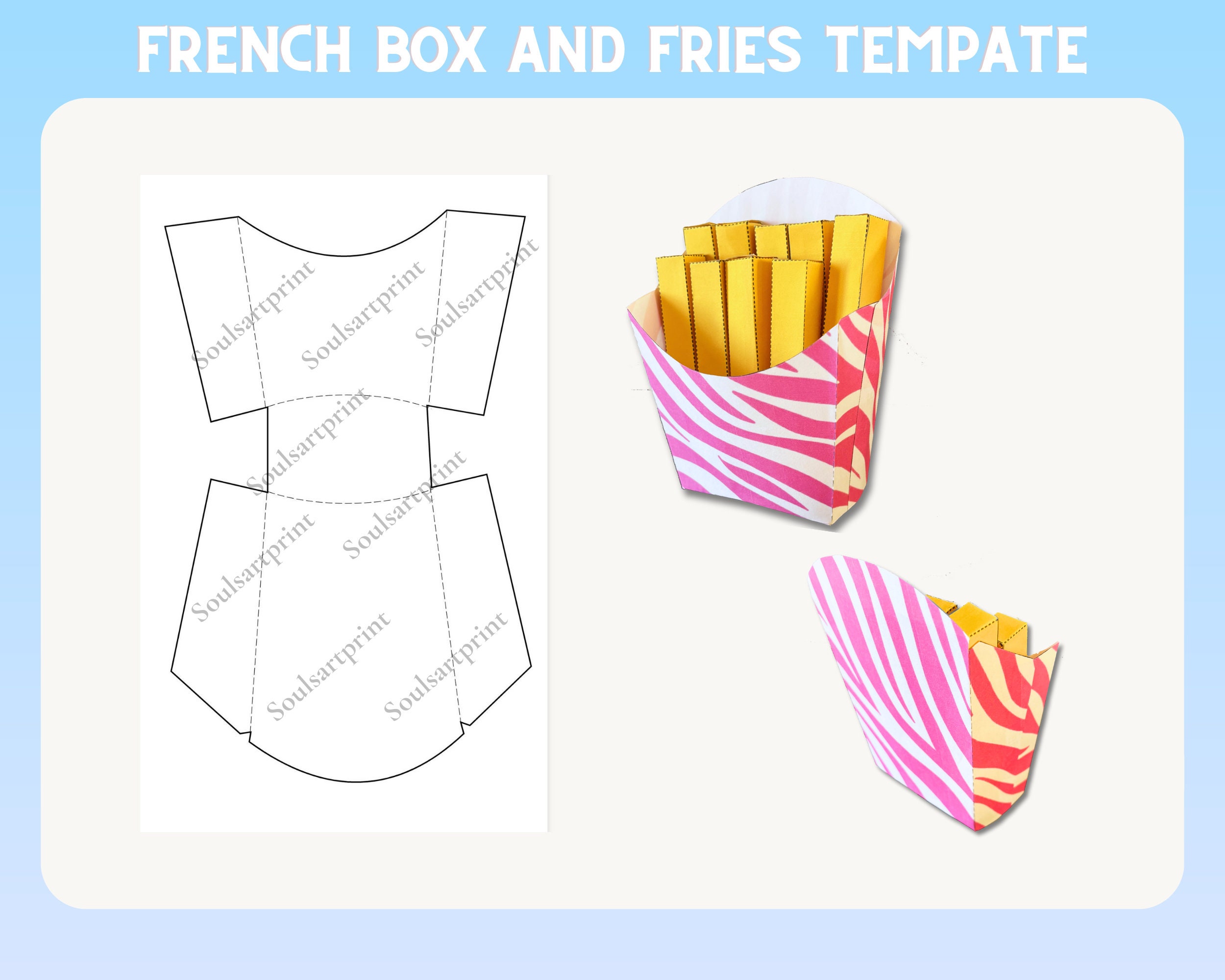 French Fry Box Template, DIY Gift, French Fries Template, Gift Box ...