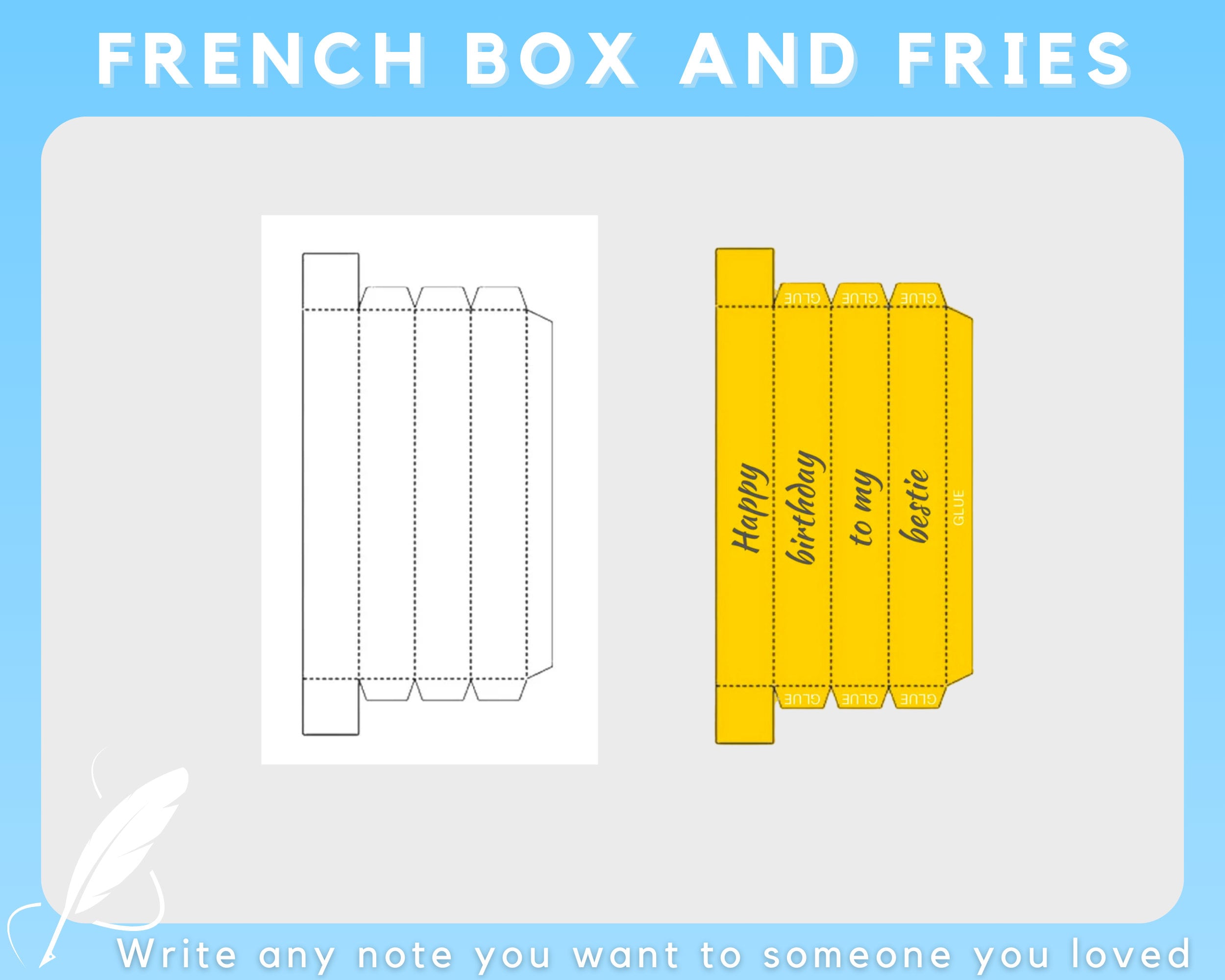 French Fry Box Template, French Fries Template, Gift Box Template ...