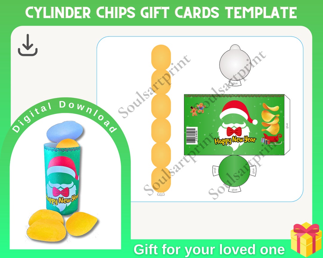 Cylinder Chips Box Template, Chips Gift Cards, Mom Gift Box Template ...