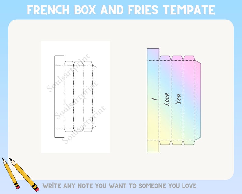 French Fry Box Template, DIY Gift, French Fries Template, Gift Box ...