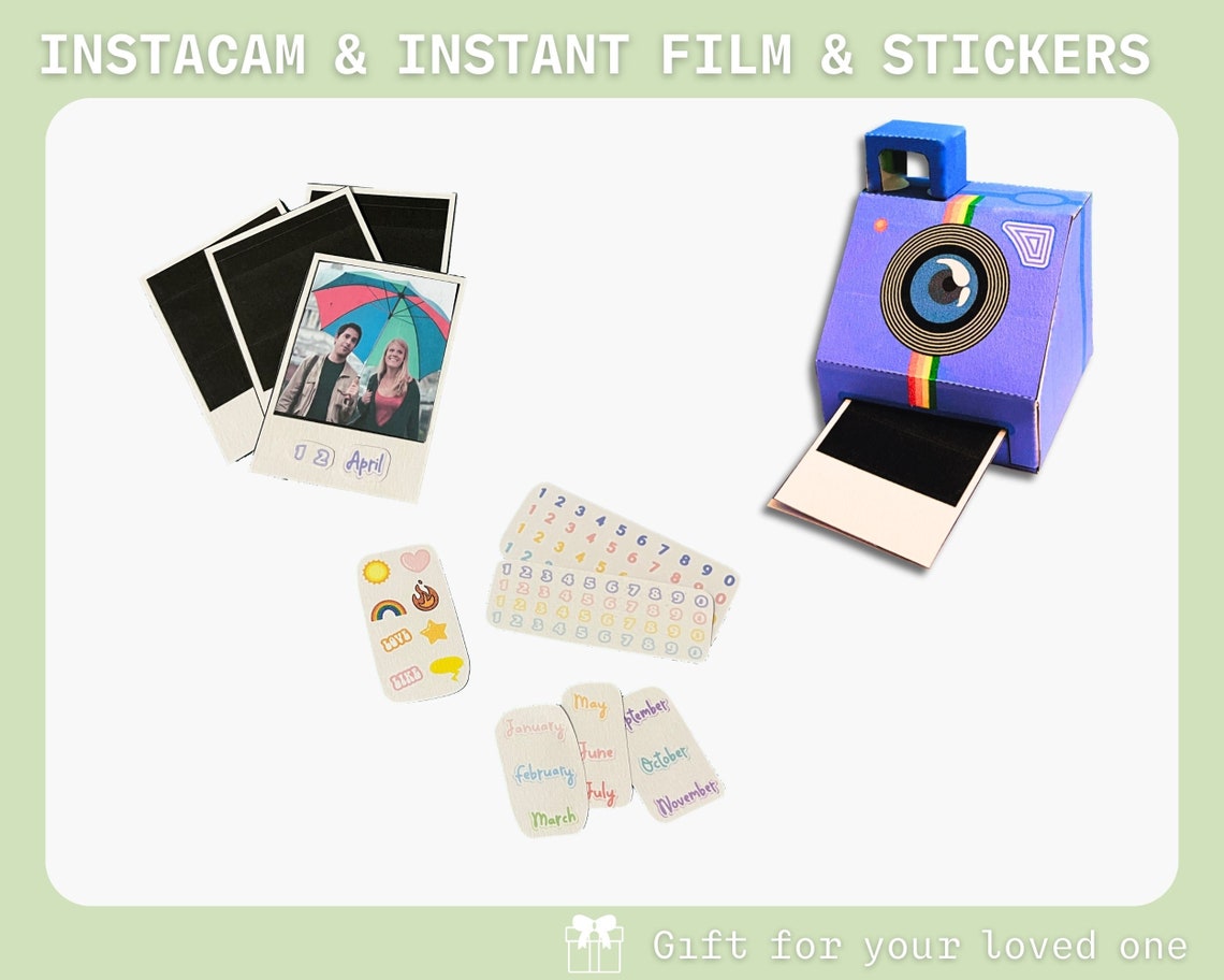 Instacam Printable Gift Template, Instant Film, Sticker Set, Photo Gift ...