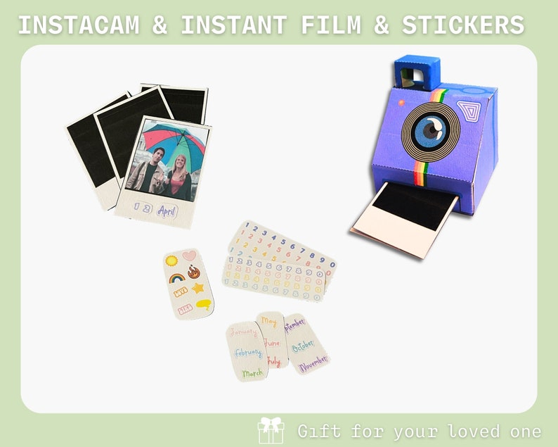 Instacam Printable Gift Template, Instant Film, Sticker Set, Photo Gift ...