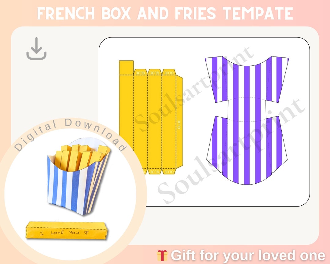 French Fry Box Template, DIY Gift, French Fries Template, Gift Box ...