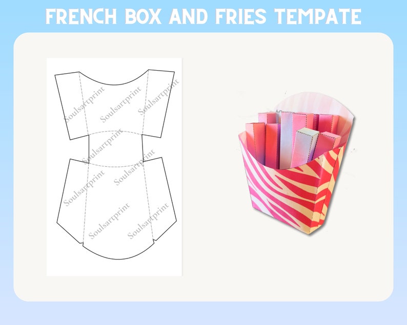 French Fry Box Template, DIY Gift, French Fries Template, Gift Box ...