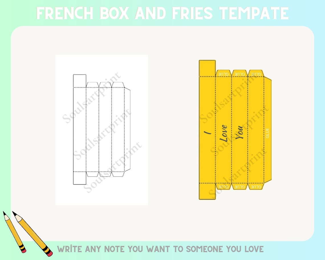 French Fry Box Template, DIY Gift, French Fries Template, Gift Box ...
