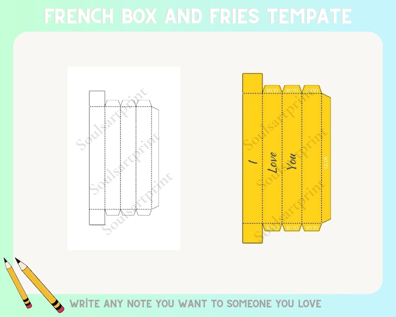 French Fry Box Template, DIY Gift, French Fries Template, Gift Box ...