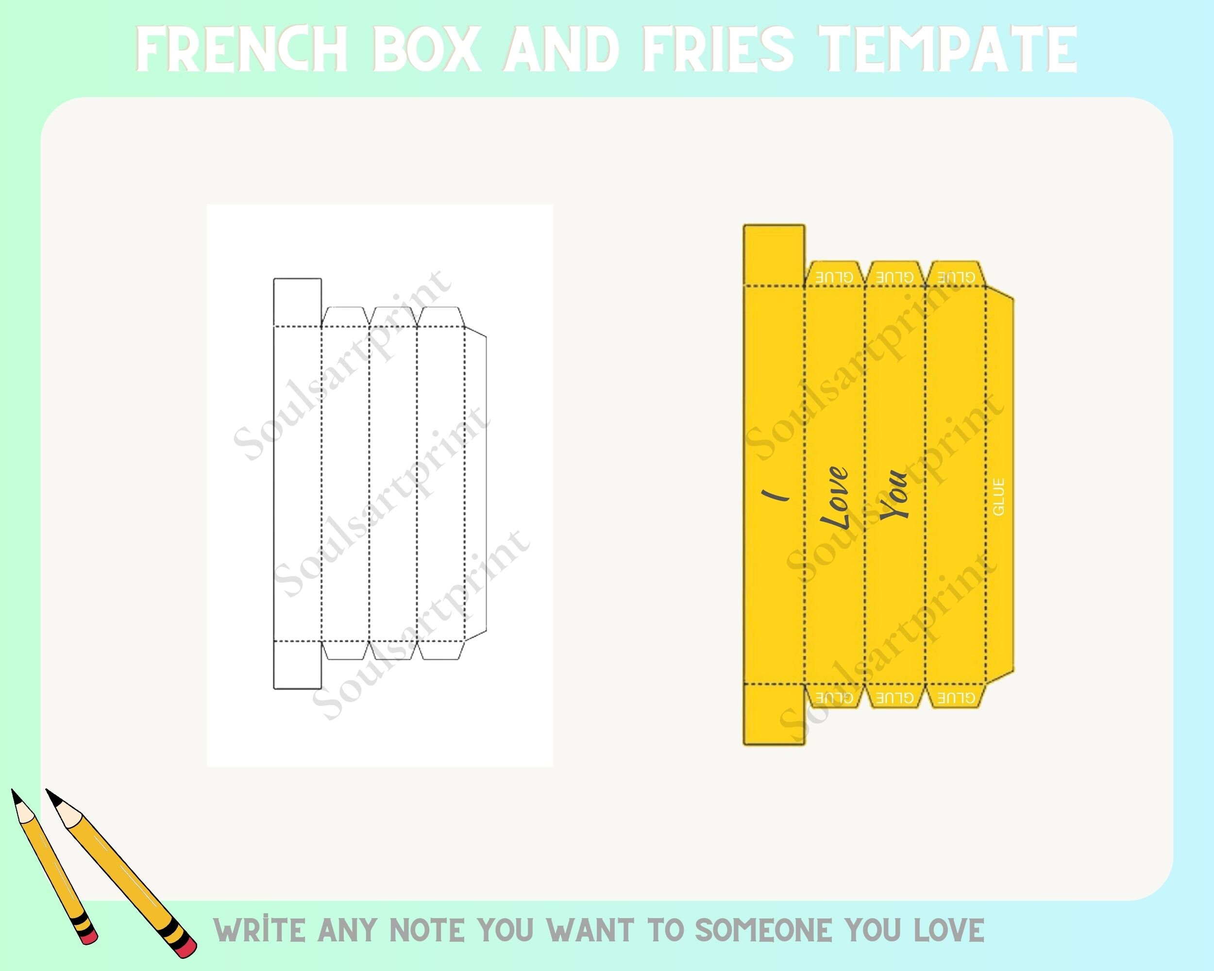 French Fry Box Template, DIY Gift, French Fries Template, Gift Box ...