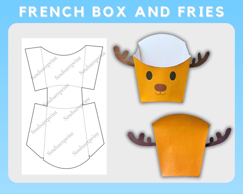 French Fry Box Template, French Fries Template, Deer Gift Box Template ...