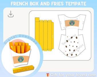 French Fry Box Template, French Fries Template, Pink Cat Gift Box ...