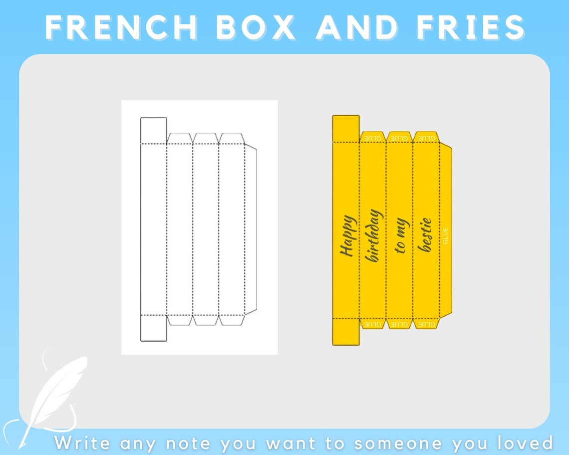 French Fry Box Template, French Fries Template, Cat Gift Box Template ...