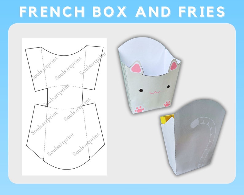French Fry Box Template, French Fries Template, Cat Gift Box Template ...