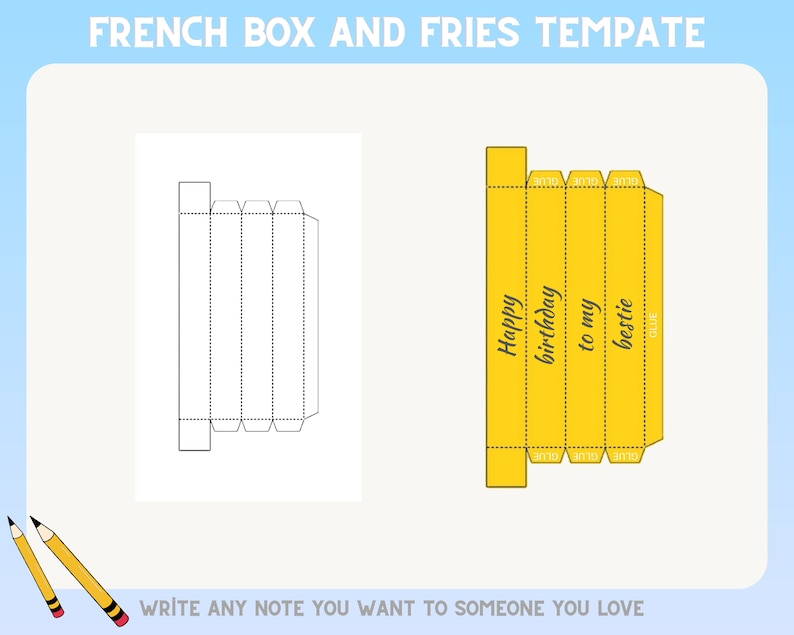 French Fry Box Template, French Fries Template, Gift Box Template ...