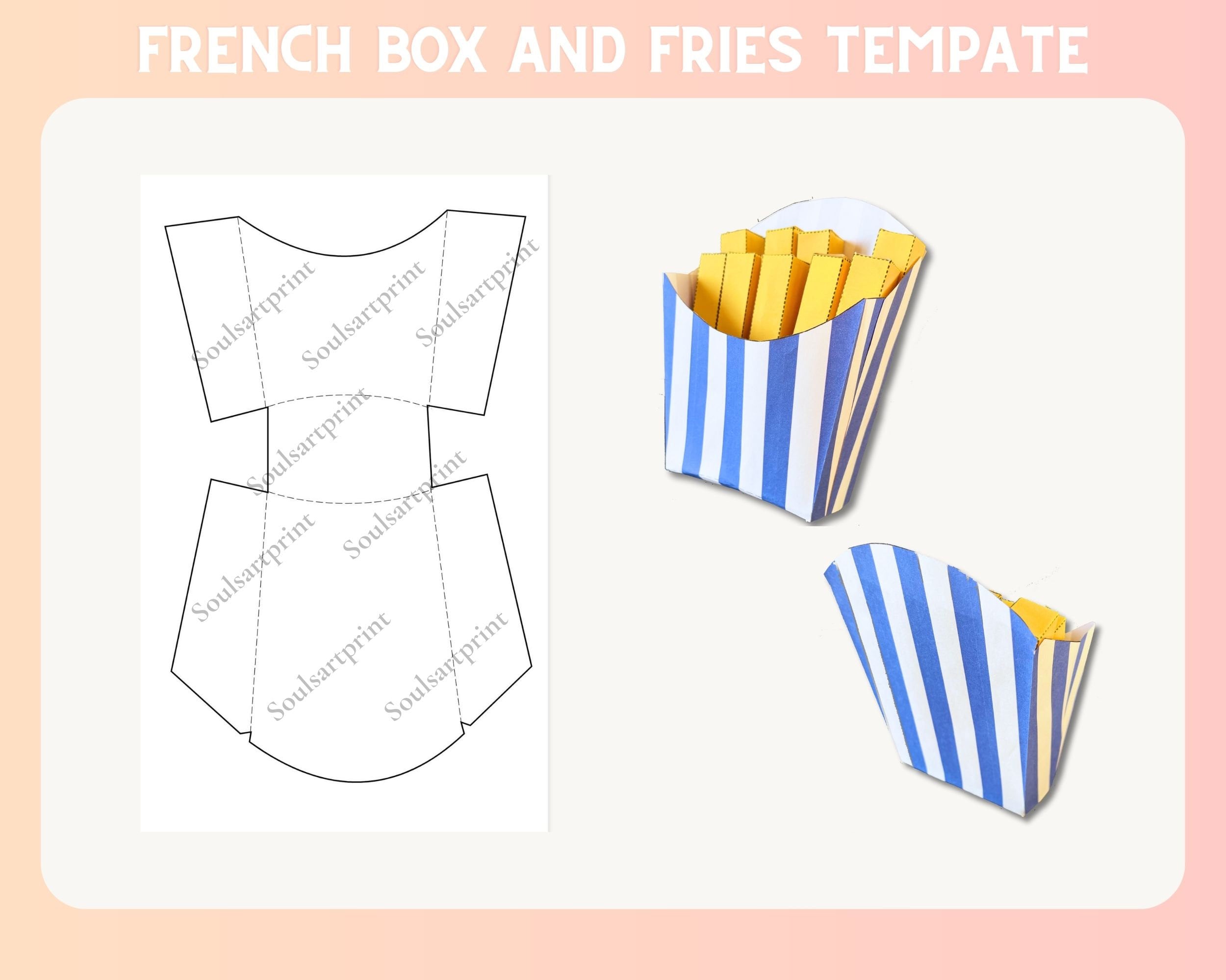 French Fry Box Template, DIY Gift, French Fries Template, Gift Box ...