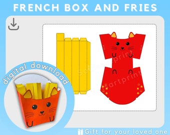French Fry Box Template: Printable Gift Card Holder (digital Download ...