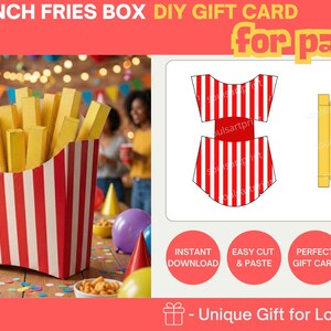French Fry Box Template: Printable Gift Card Holder (digital Download ...